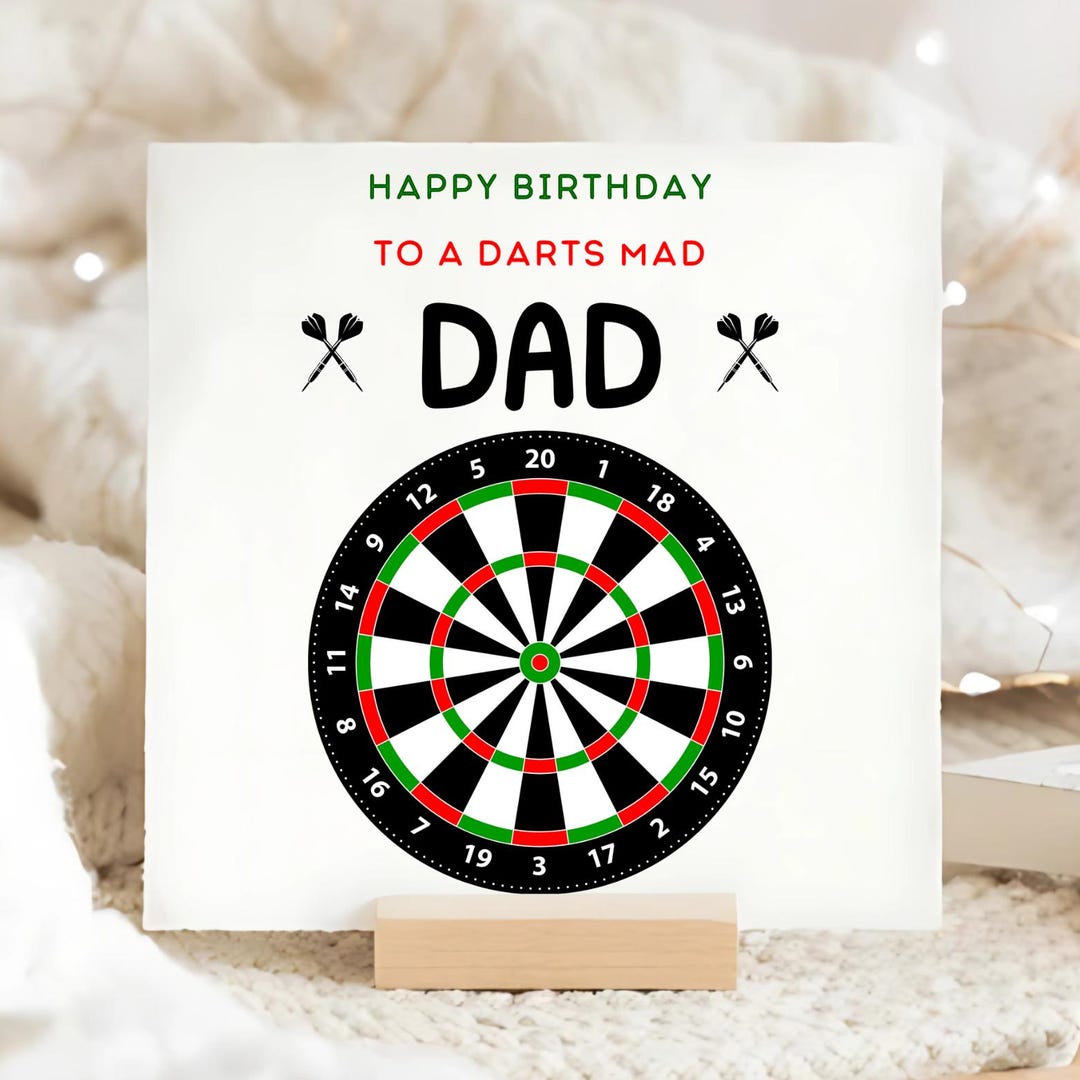 Dad Darts Mad Birthday Card, Special Dad Birthday Card, Gift for Dad ...