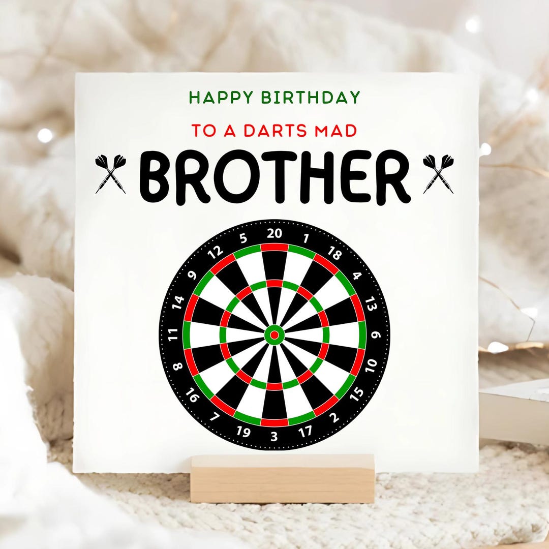 Brother Darts Mad Birthday Card, Little Brother Birthday Card, Big ...