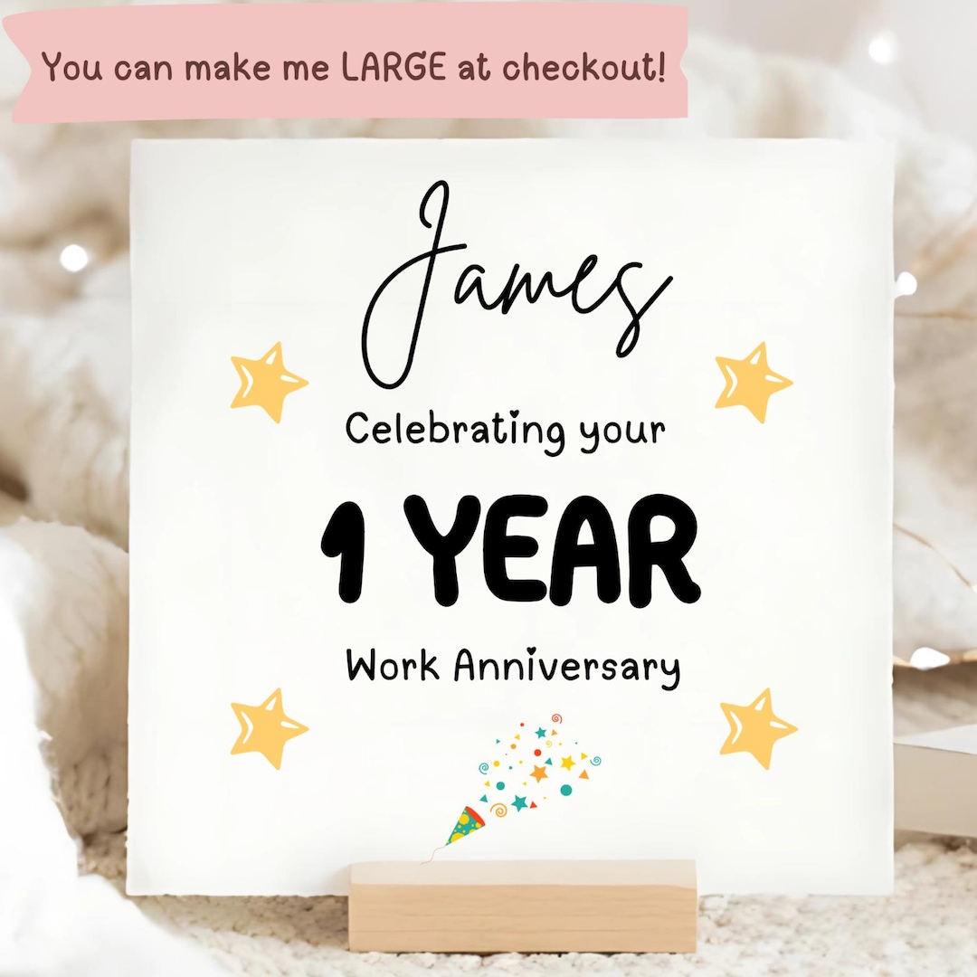 Personalised Work Anniversary Card, Celebrating Work, Colleague Card ...