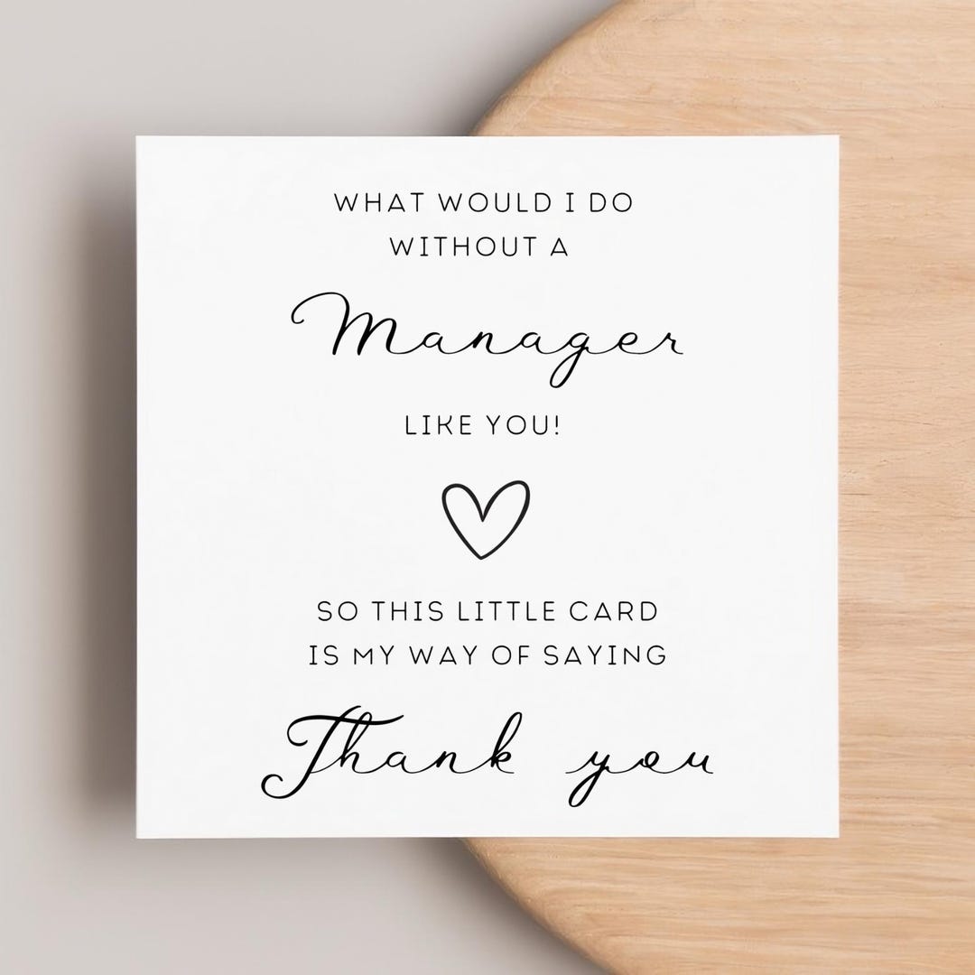 Manager Thank You Card, Appreciation Card, Thanks for Everything Card ...