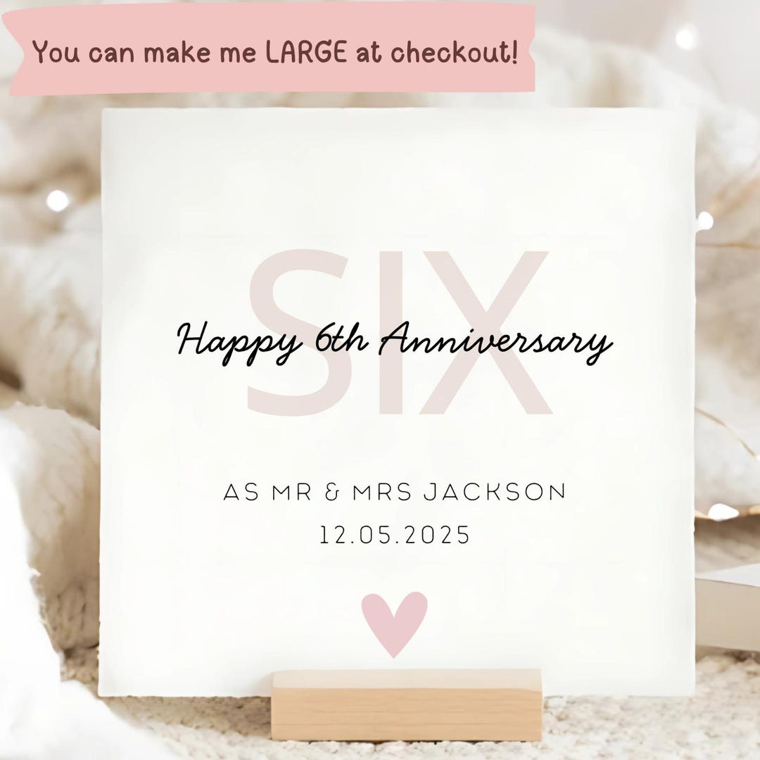 Six Year Wedding Anniversary Card, Personalised 6 Year Anniversary Card ...