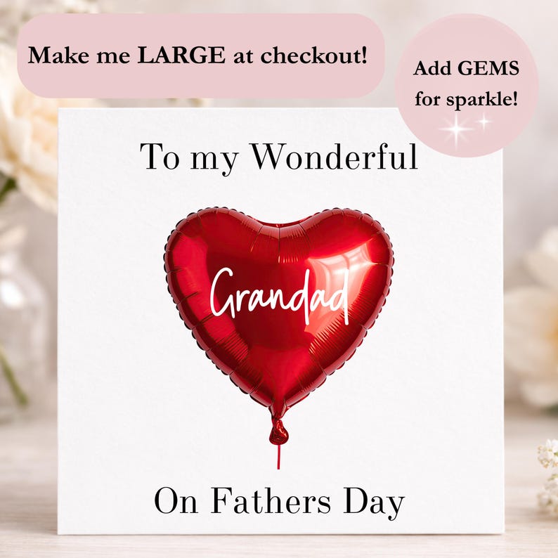 Grandad Fathers Day Card - Red Heart - Personalised Grandad Gift - Etsy UK