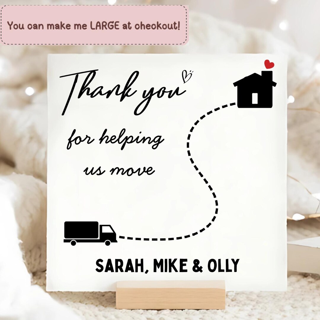 Thank You for Helping Us Move Card, Personalised Moving Home Card ...