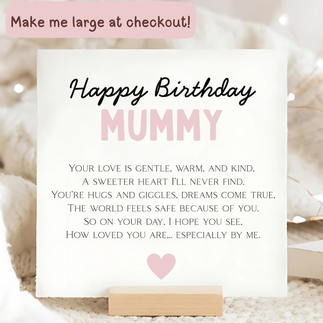 Mummy Poem Birthday Card, Happy Birthday Mummy Card, Heartfelt Mummy ...