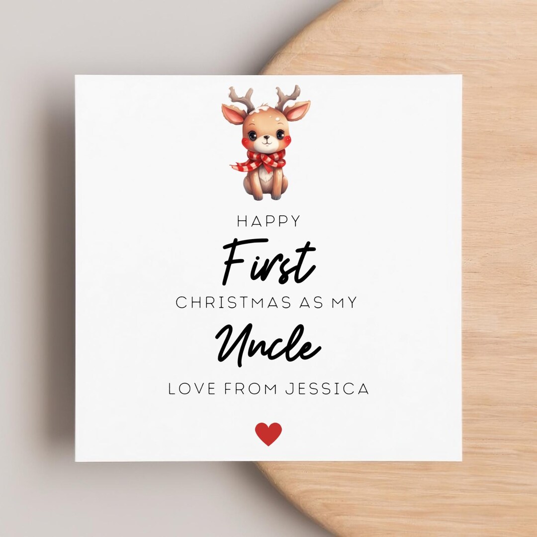 Uncle 1st Christmas Reindeer Card, Personalised Uncle Christmas Card ...