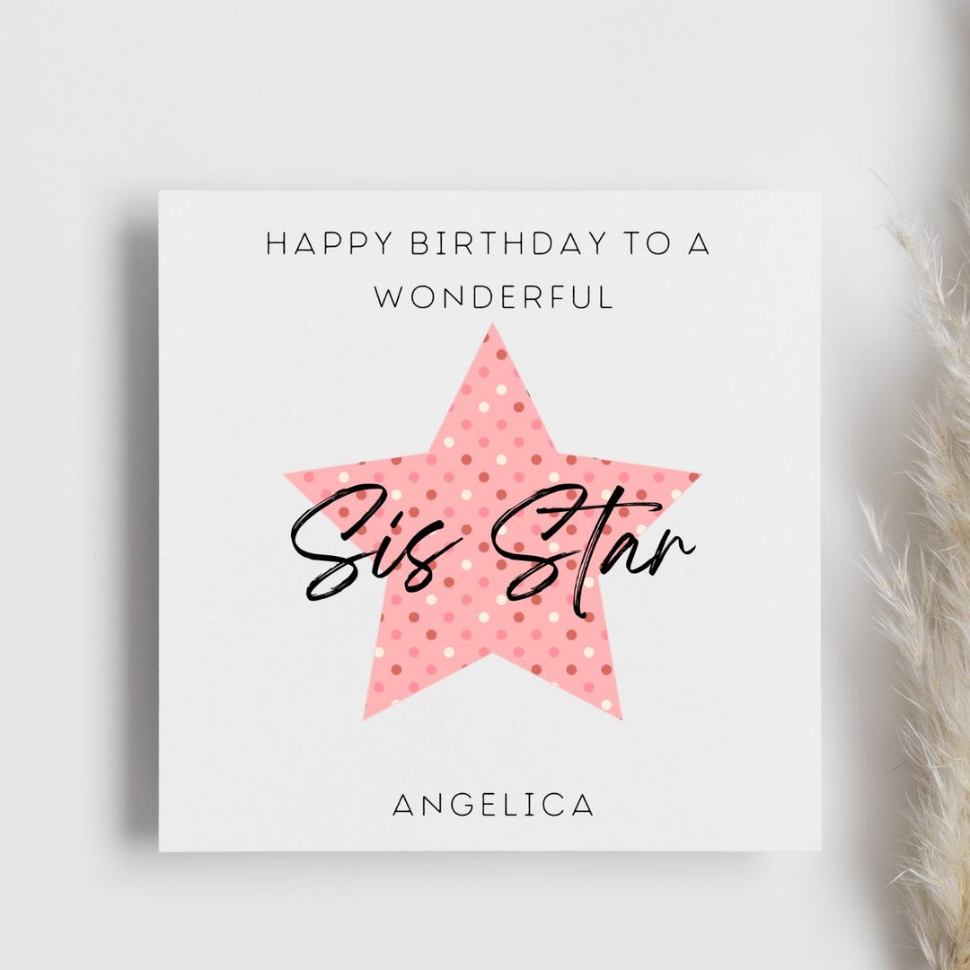 Sister Happy Birthday 'sis-star' Card, Personalised Birthday Card for ...