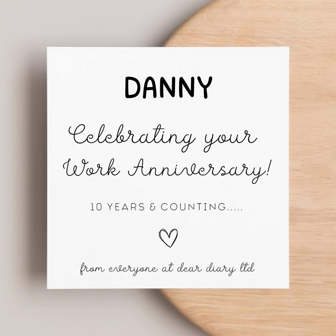 Celebrating Your Work Anniversary Card, Personalised Workiversary Card ...