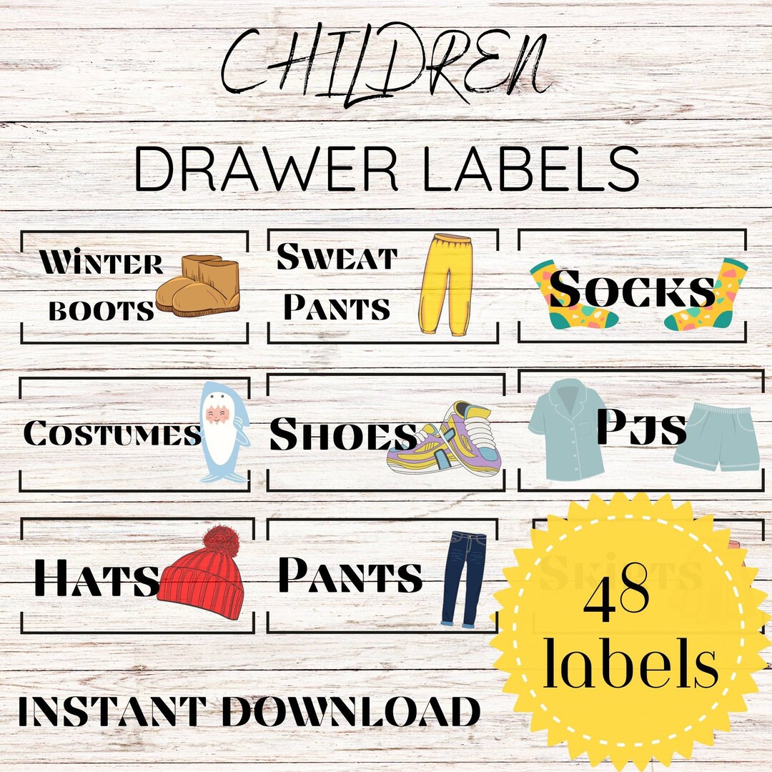 Children's Clothes Drawer Labels - Etsy