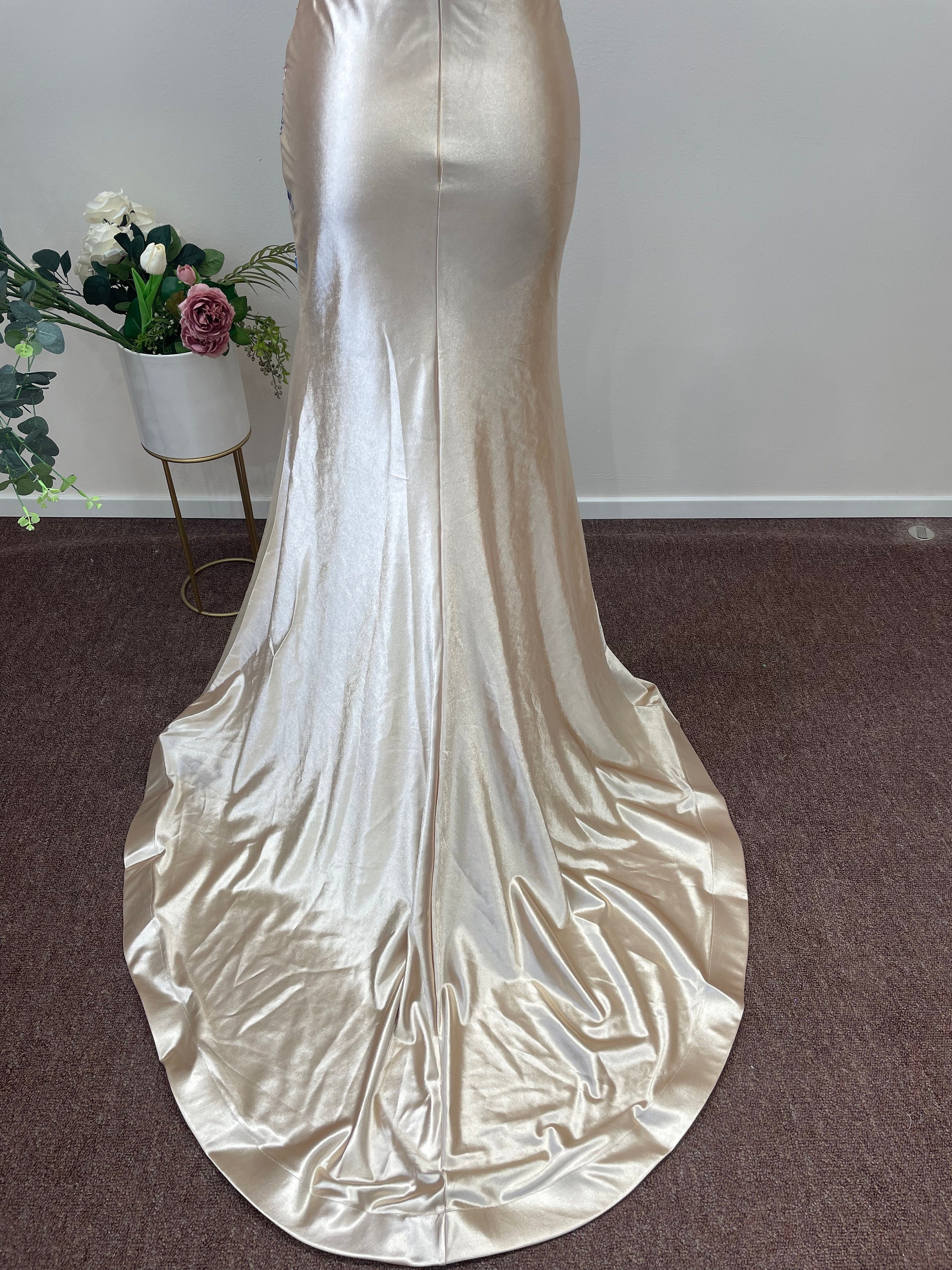 Gorgeous Satin Floral Prom Dress With Zipper Back - Etsy