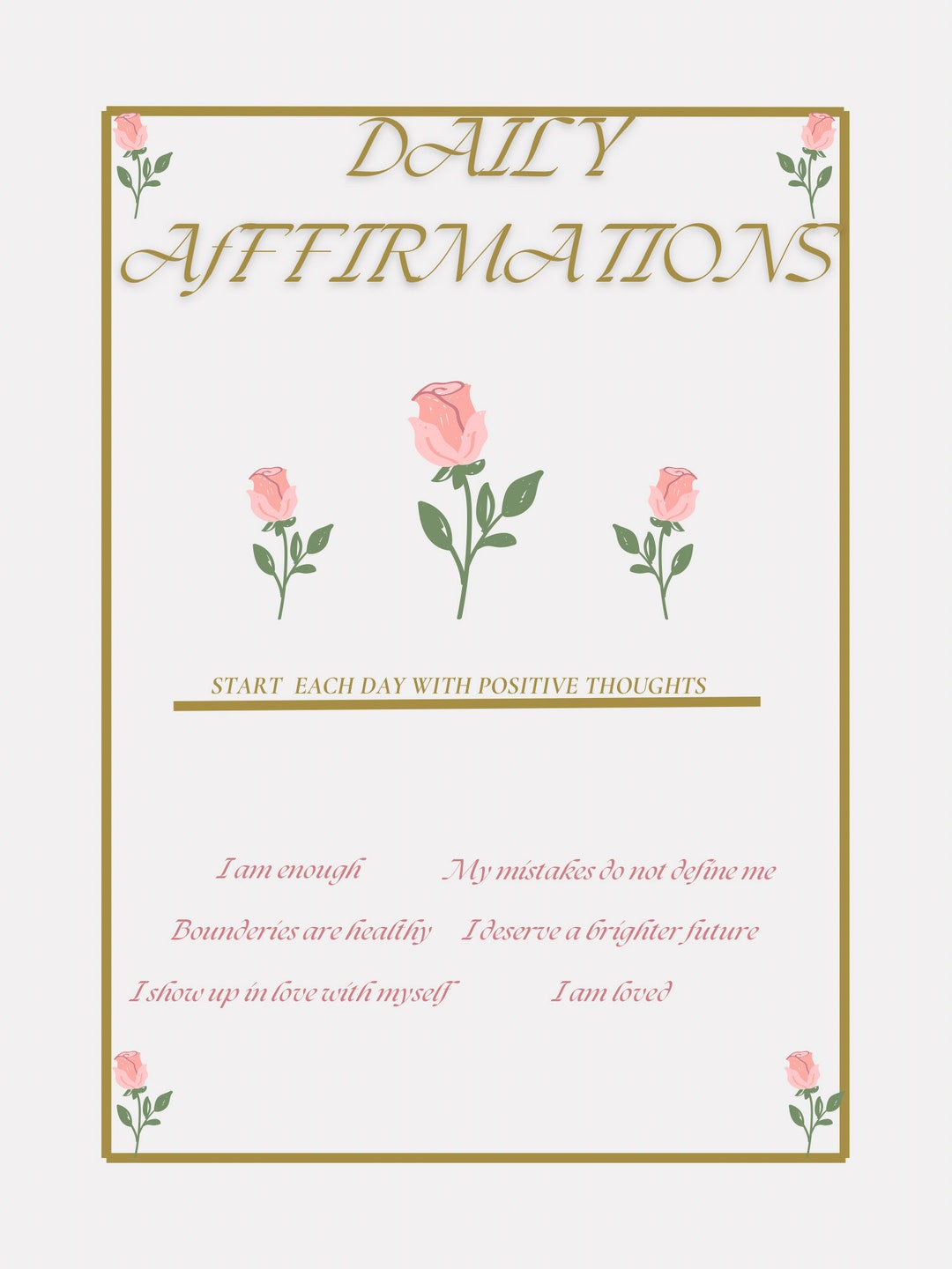 Daily Affirmations Printable Poster (variety of Dimensions) - Etsy