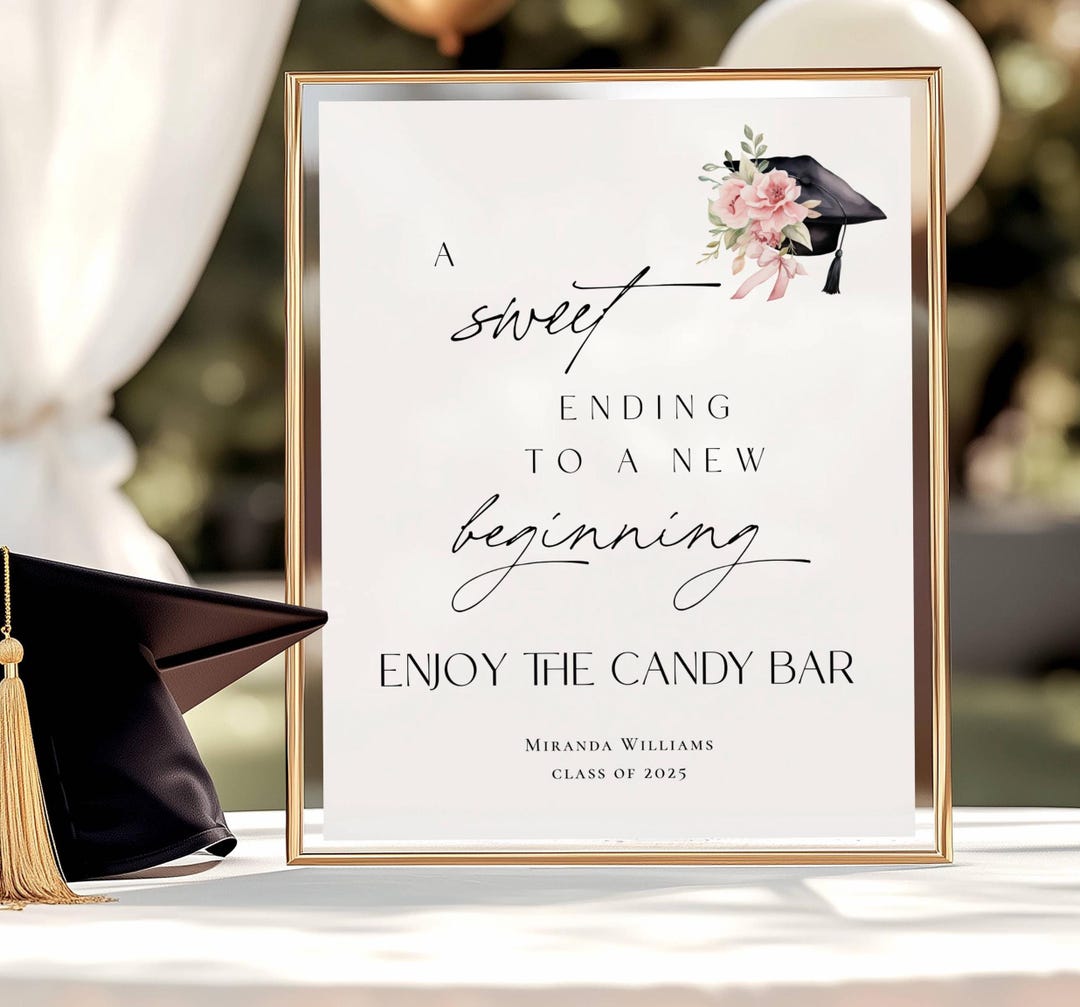 Graduation Printable Sign, A Sweet Ending to A New Beginning, Grad ...