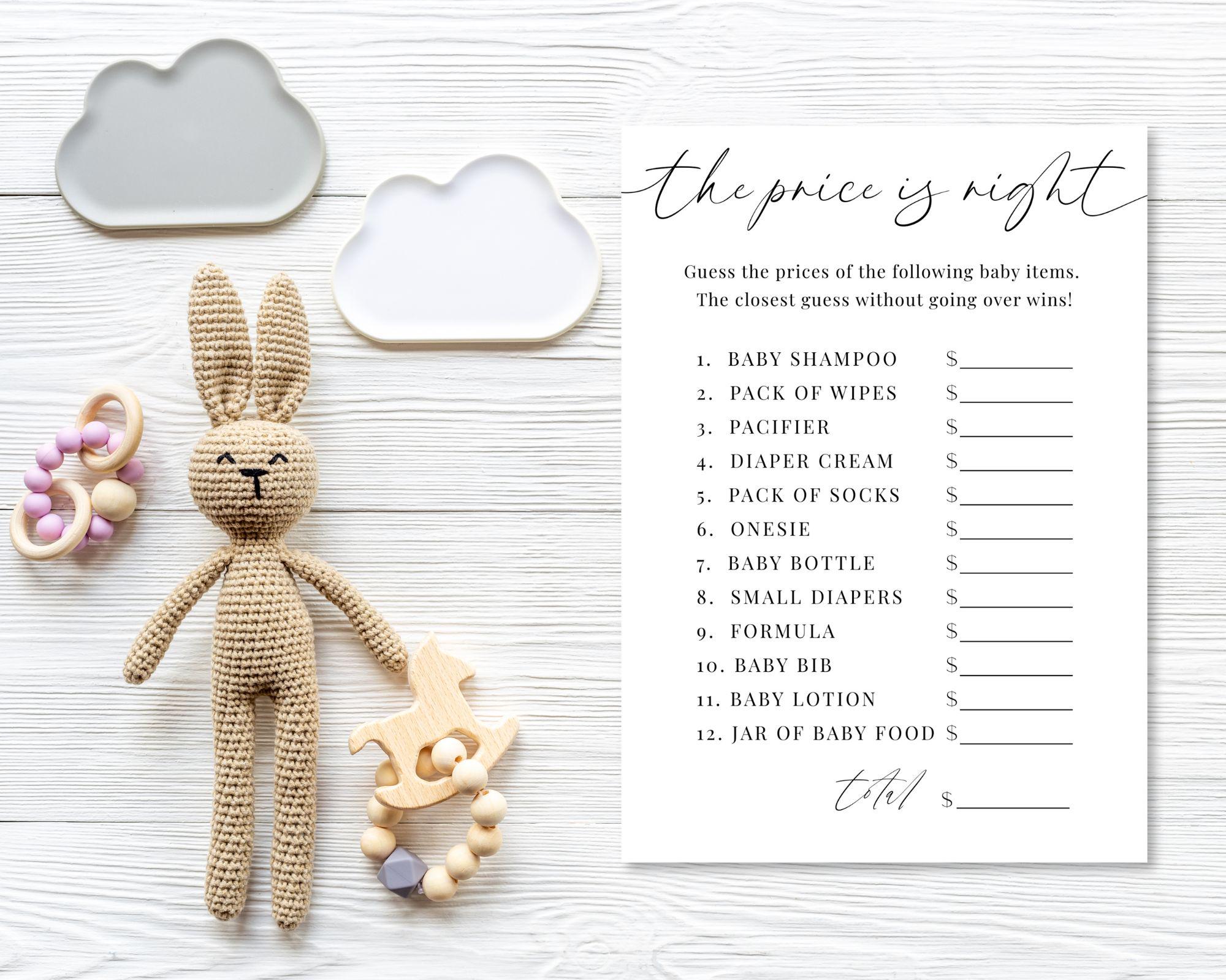 Baby Price is Right Game, Baby Shower Price is Right, Baby Shower Games ...