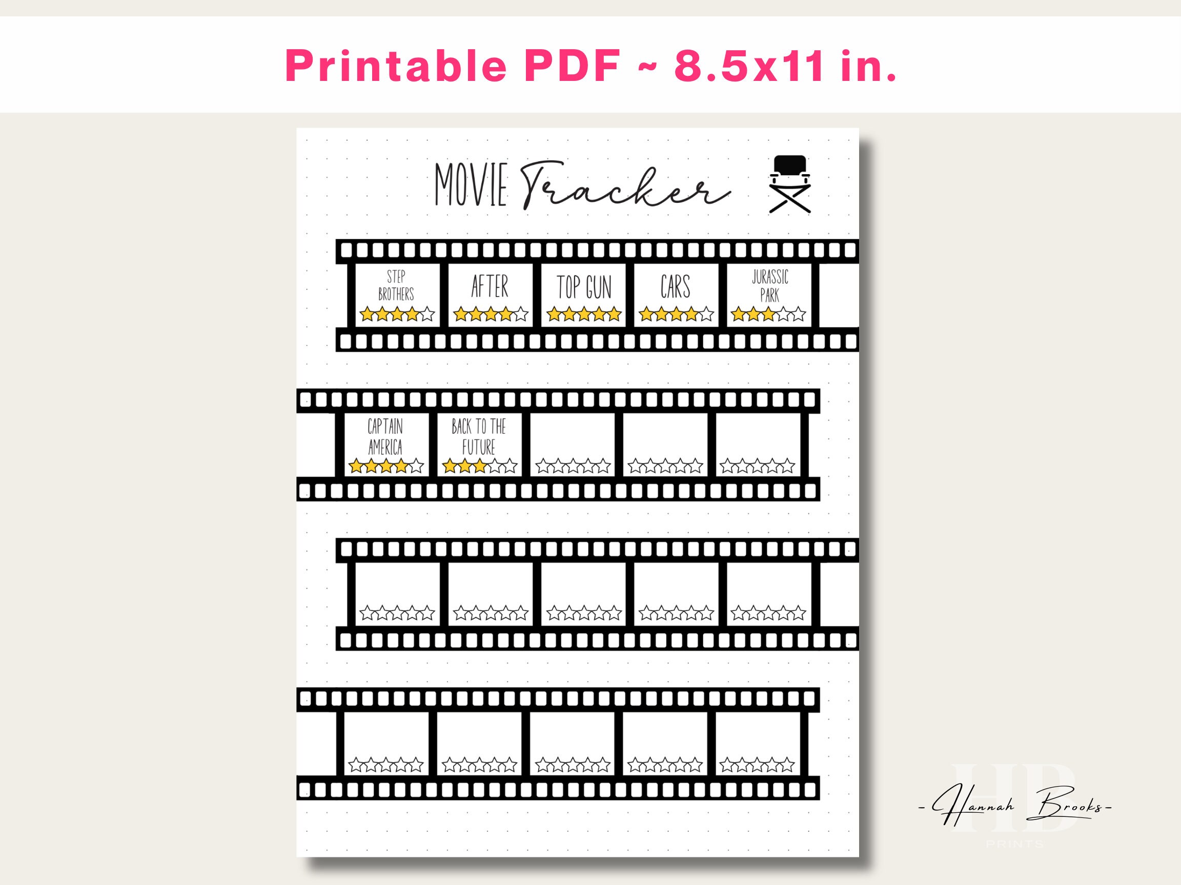 Movie Tracker, Printable Bullet Journal Movie Tracker - Etsy