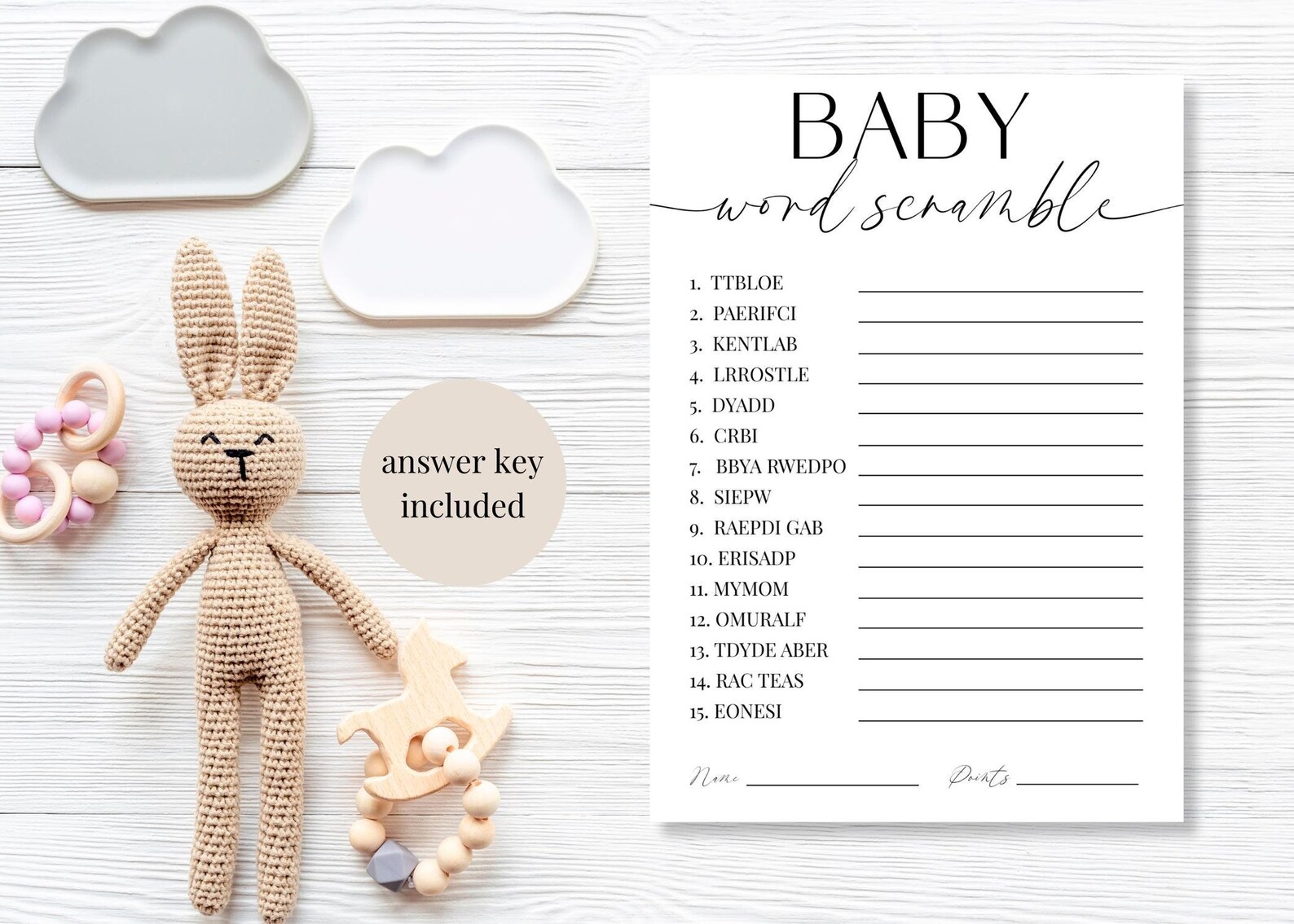 Baby Word Scramble Game, Baby Shower Word Scramble, Baby Shower Games ...
