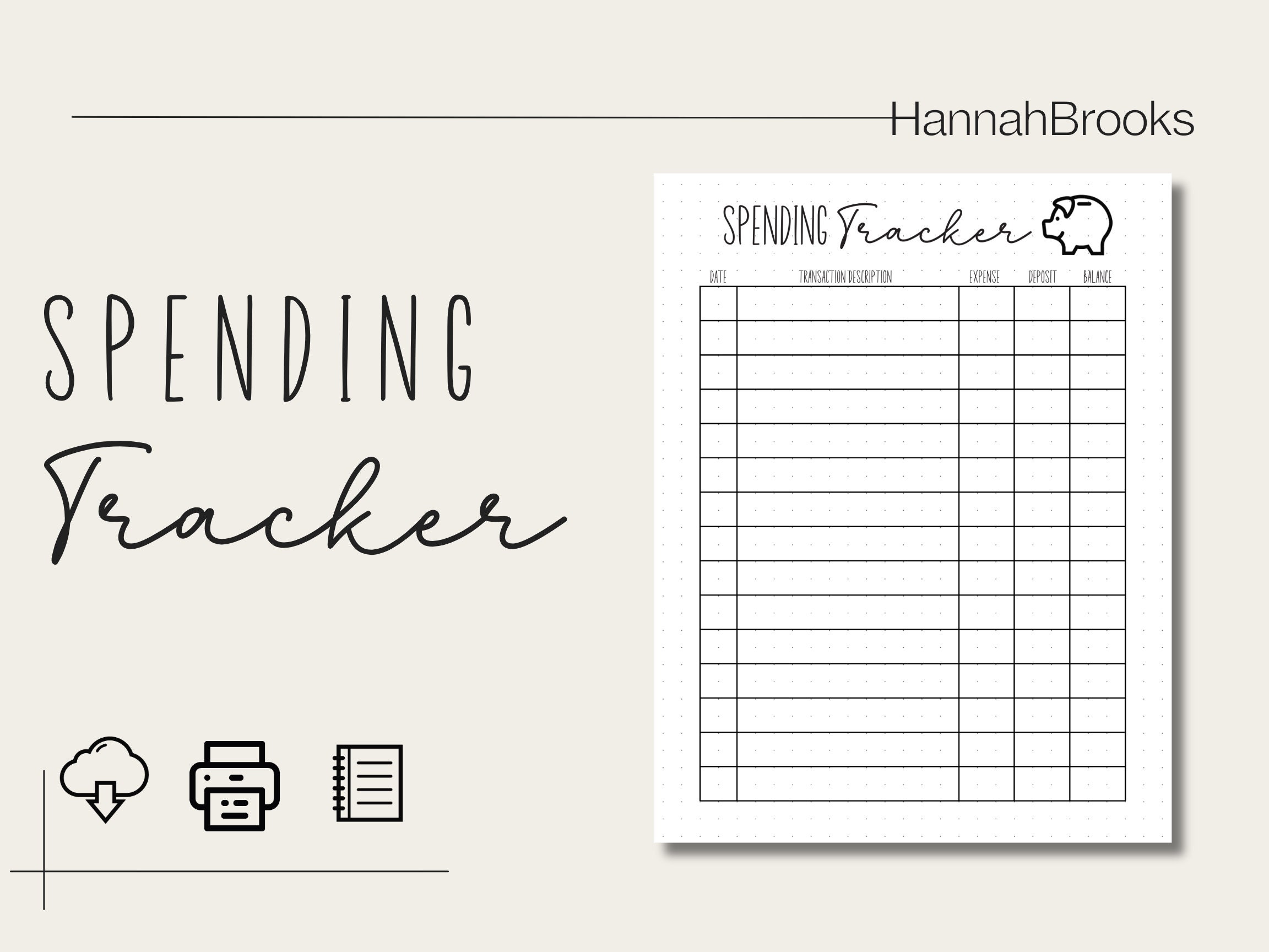 Spending Tracker, Printable Bullet Journal Spending Tracker - Etsy