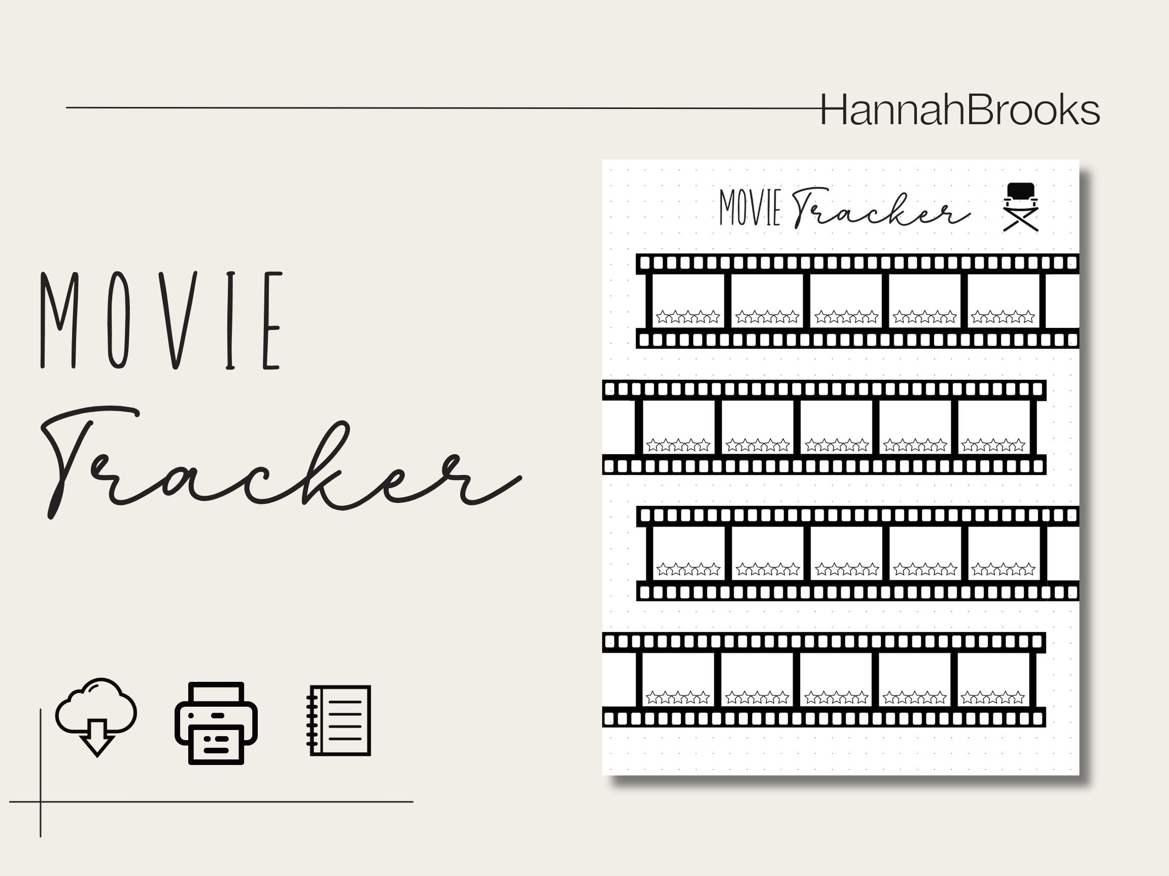 Movie Tracker, Printable Bullet Journal Movie Tracker - Etsy