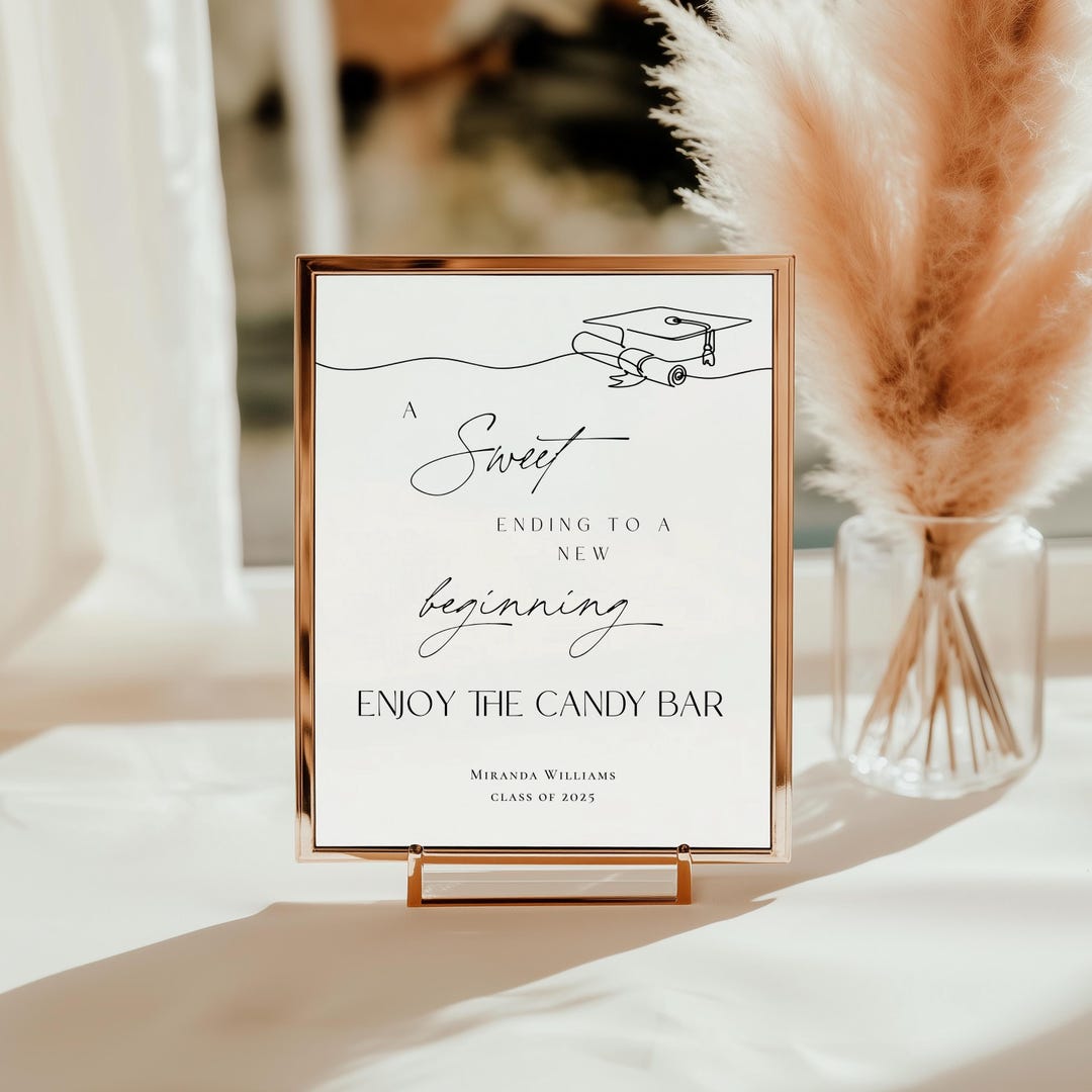 Graduation Printable Sign, A Sweet Ending to A New Beginning, Grad ...