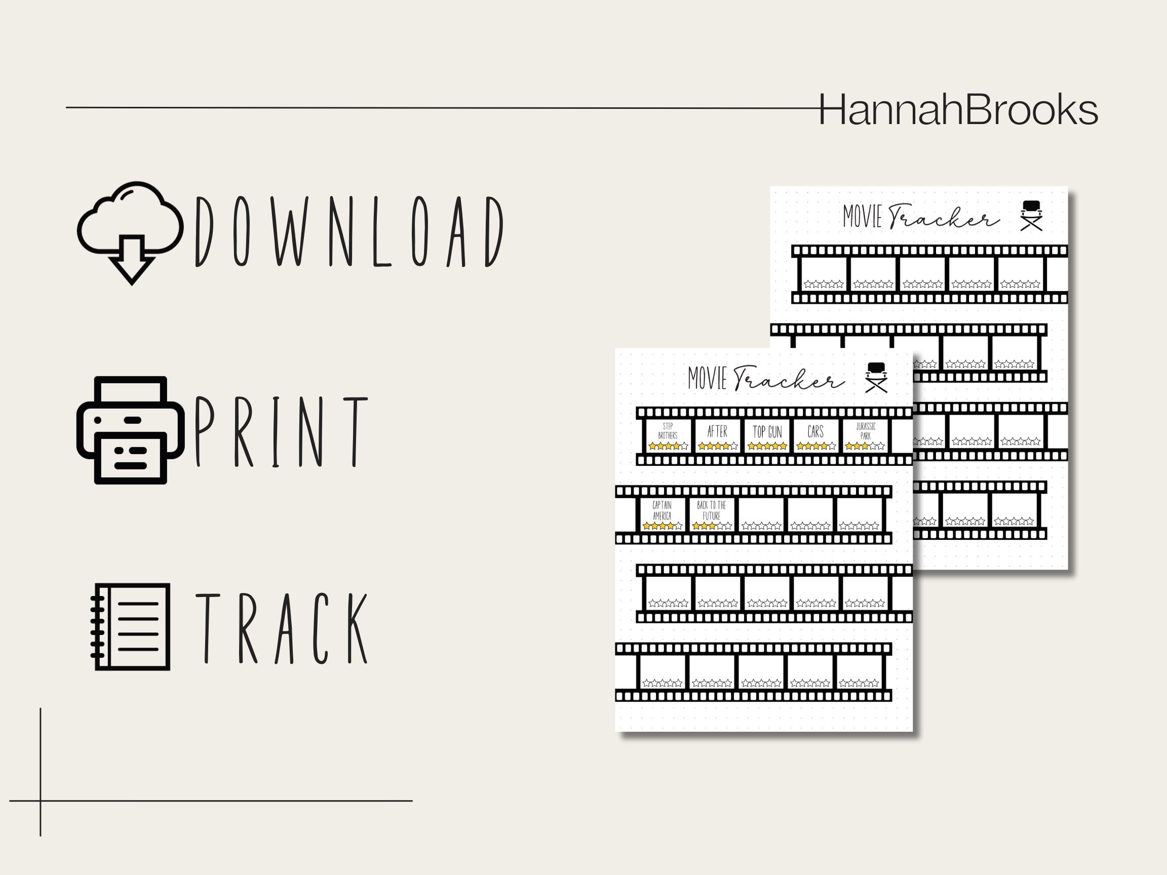Movie Tracker, Printable Bullet Journal Movie Tracker - Etsy
