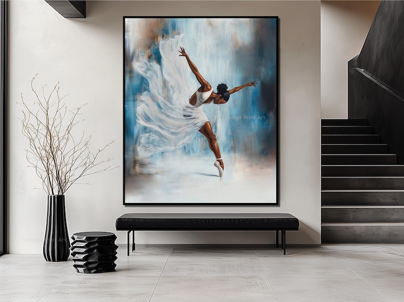 Black Ballerina Art Print: African American Dancer, Elegant Home Decor ...