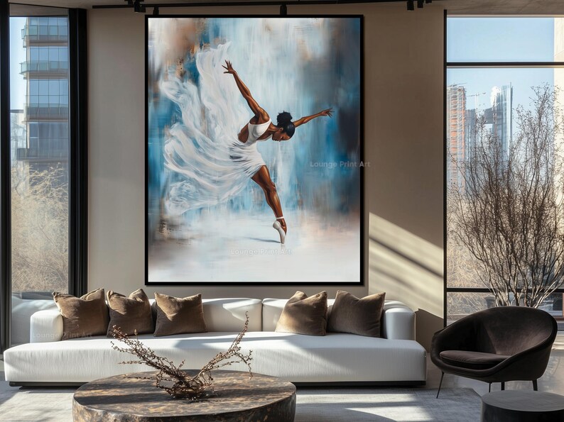 Black Ballerina Art Print: African American Dancer, Elegant Home Decor ...