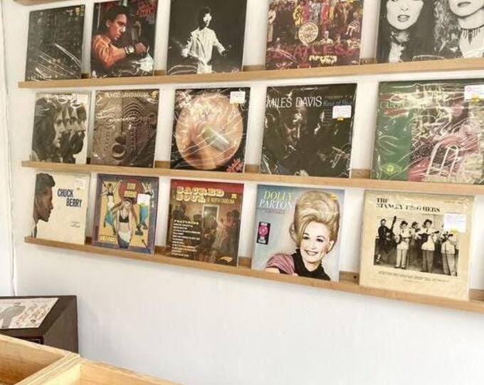 Long Wooden Vinyl Record Display Floating Shelf, Free Shipping, Gift ...