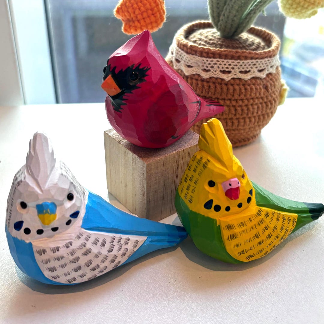 Handwork Wood Carving Bird Figurine/custom Country Style Bird Ornaments ...