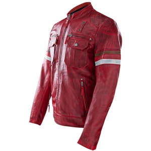 Men's Original Red Leather Biker Jacket Slim Fit, Premium Quality ...