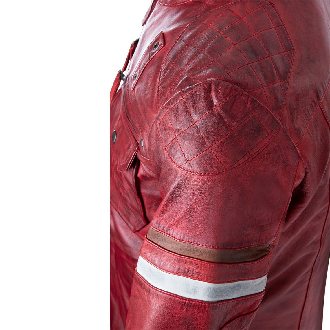 Men's Original Red Leather Biker Jacket Slim Fit, Premium Quality ...