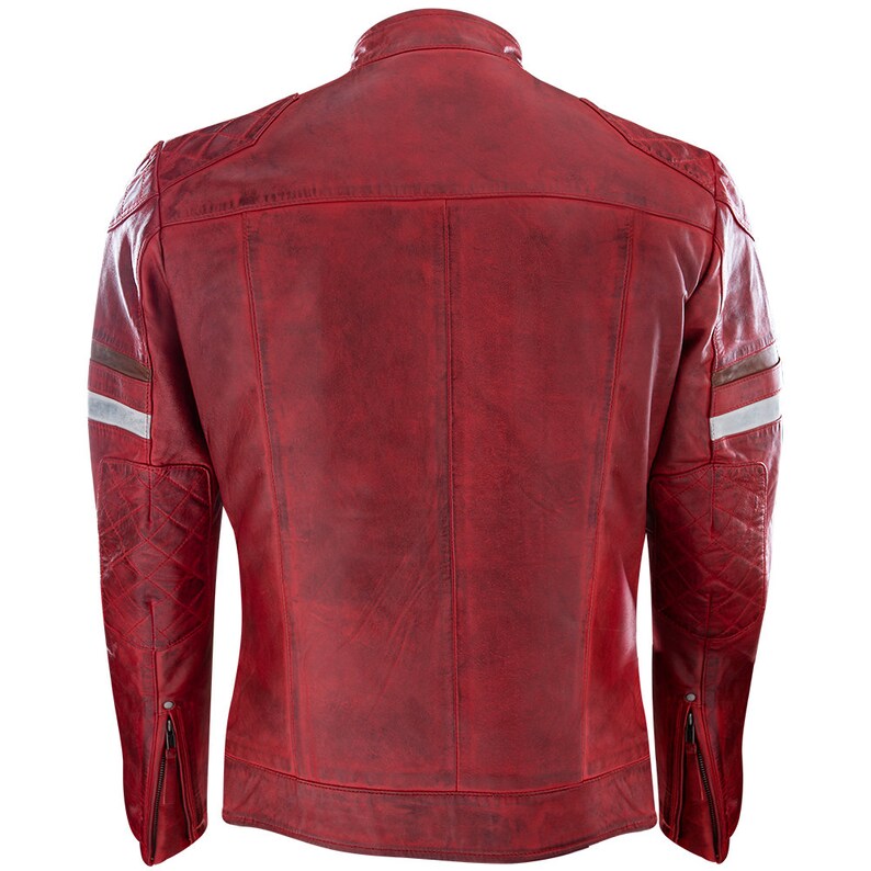 Men's Original Red Leather Biker Jacket Slim Fit, Premium Quality ...