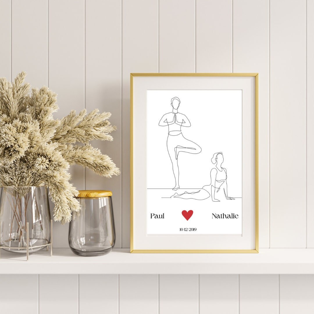 Customizable Yoga/pilate Couple Poster Valentine's Day Poster - Etsy