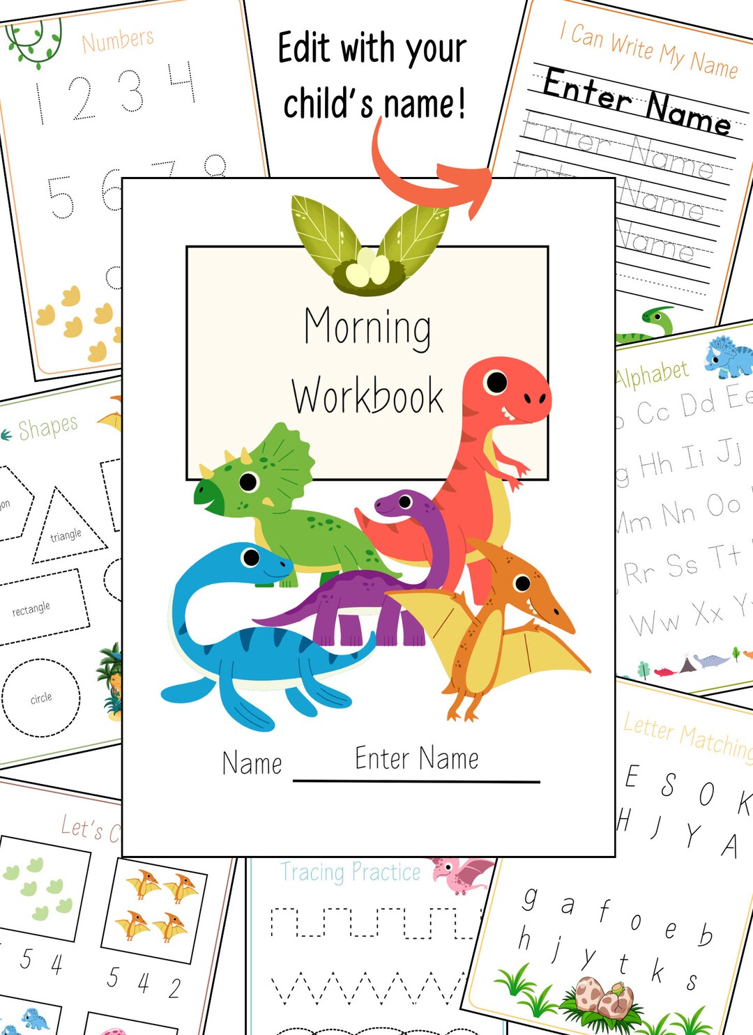Dino Preschool/kindergarten Morning Workbook - Etsy