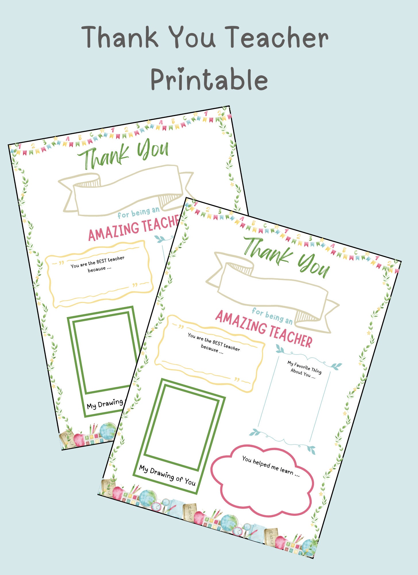 Thank You Teacher Printable | Teacher Appreciation Printable | Teacher ...
