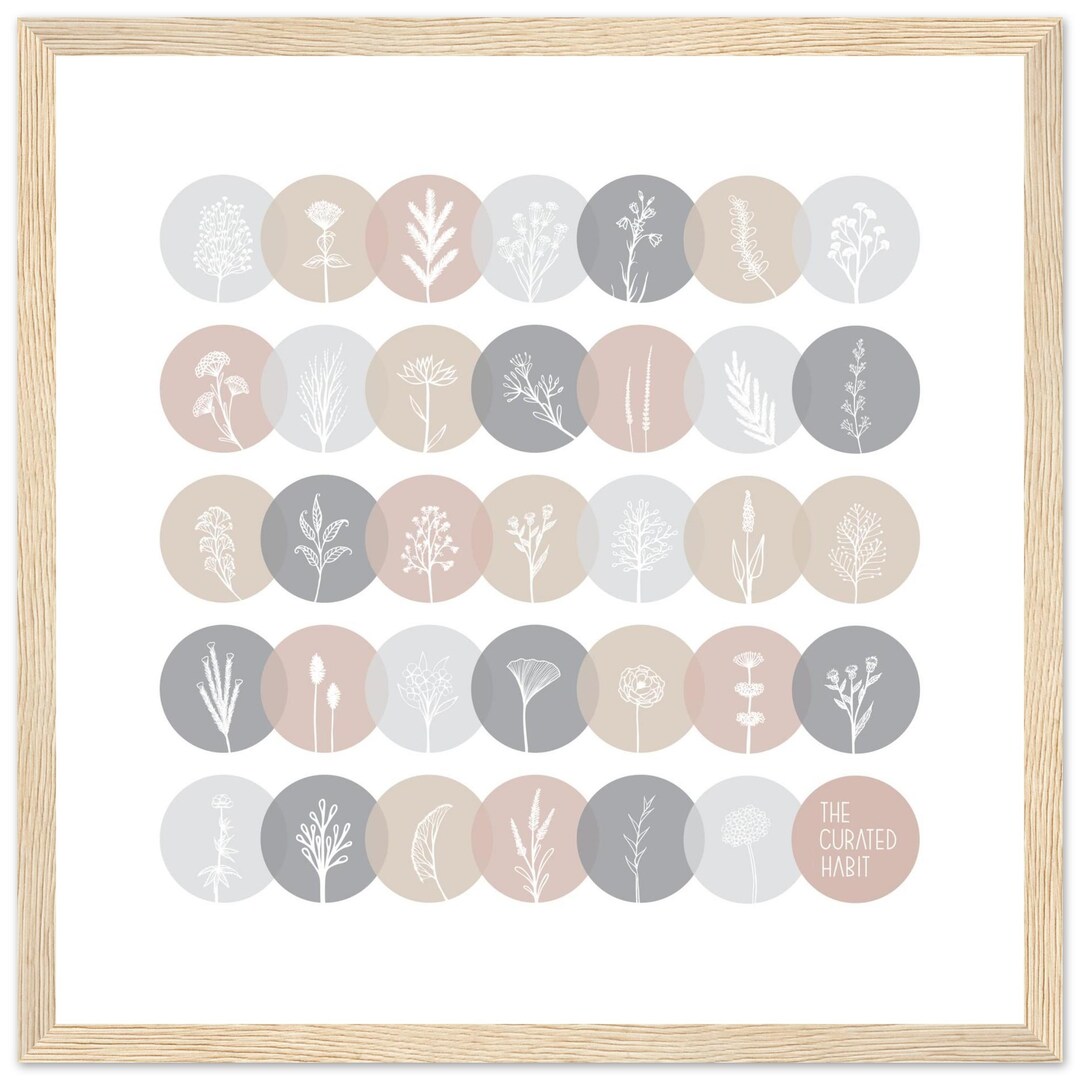 Reusable Monthly Habit Tracker Wall Art - 12x12" Boho Botanicals Design ...