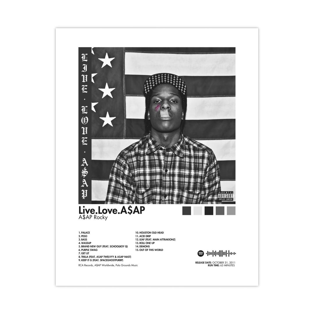 Live.love.asap Poster | ASAP Rocky Album Art Print | Hip Hop Wall Decor ...