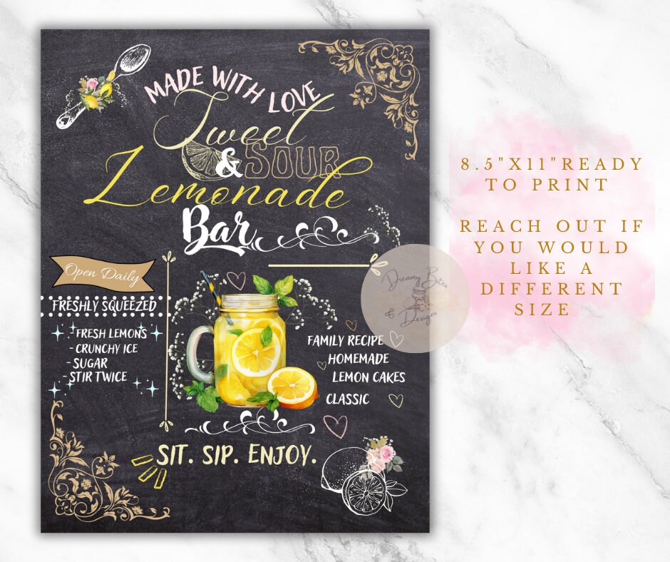 Printable Lemonade Sign Ready to Print Chalkboard Lemonade Sign ...