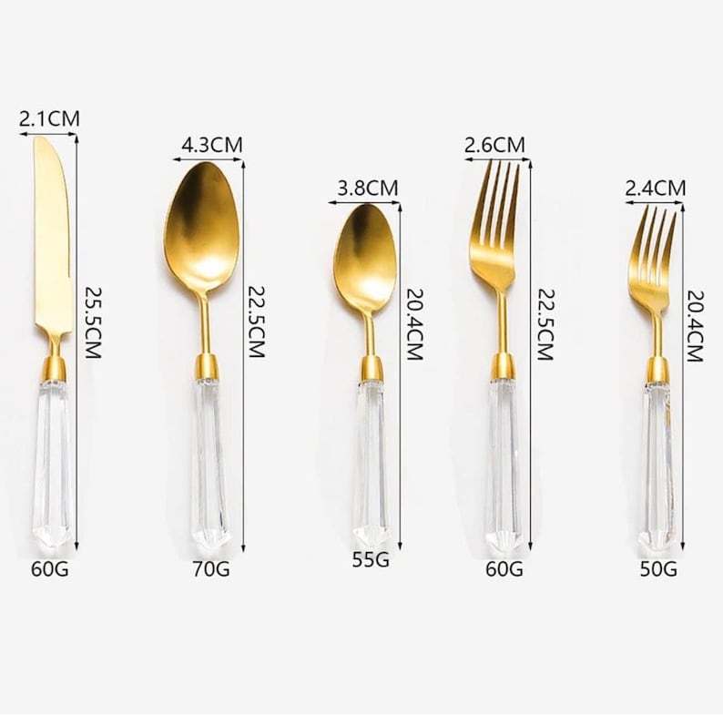 Gold Acrylic Handle Diamond Shape Flatware Cutlery Acrlic Cutlery ...
