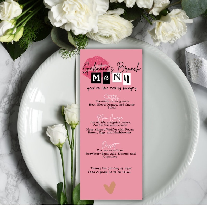 Girl's Night Printable Menu Mean Girls Menu Valentine's Party Menu ...