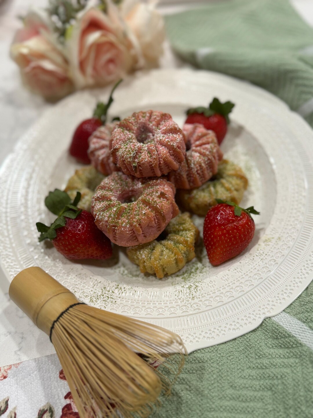 Strawberry Matcha Mamoul Pink Mamoul Strawberry Matcha Cookies Date ...