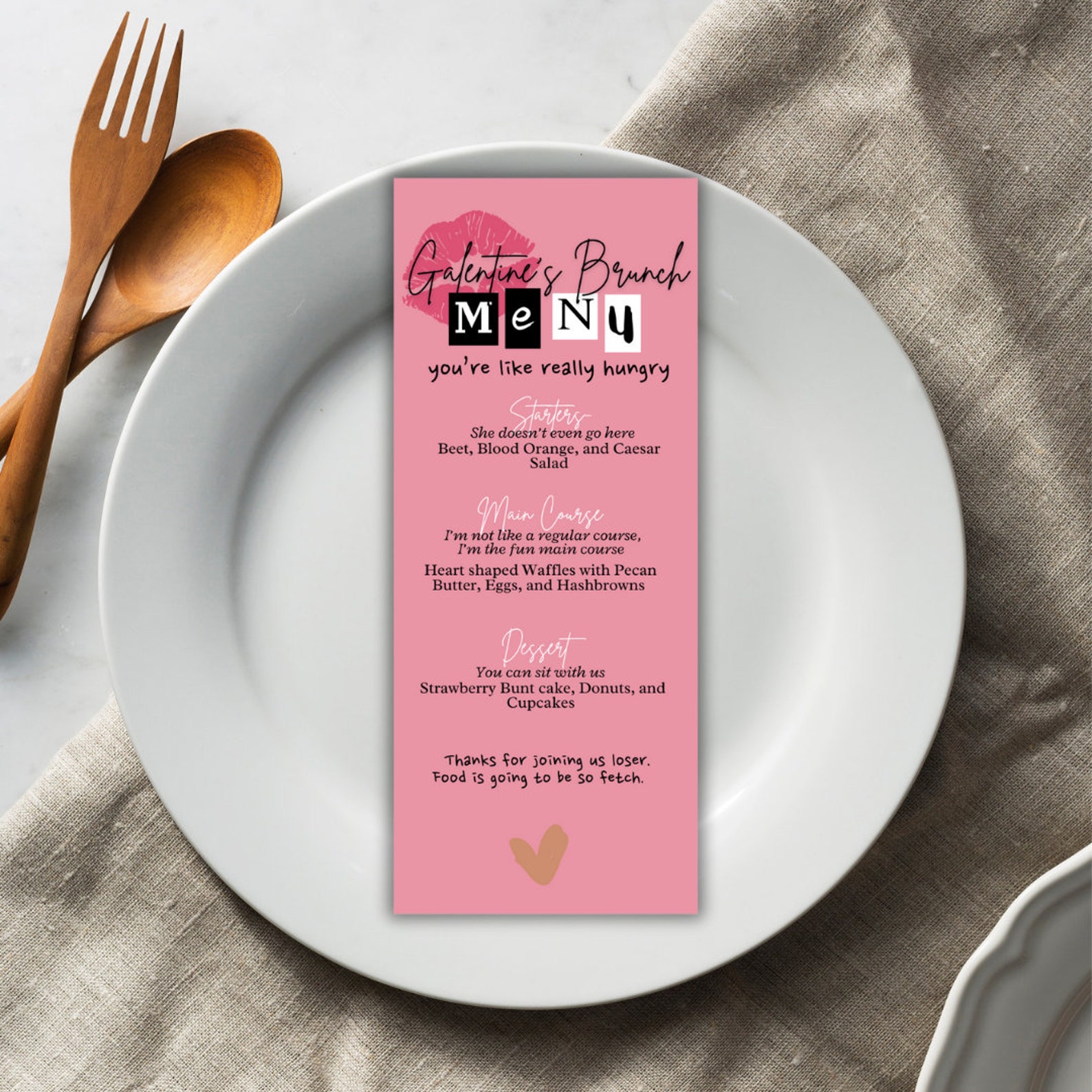Girl's Night Printable Menu Mean Girls Menu Valentine's Party Menu ...