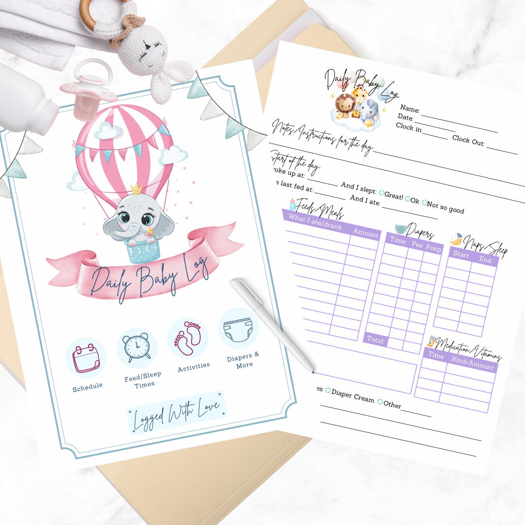Printable Baby Log, Baby Care Log, Nanny Log, Daycare Log Newborn Log ...