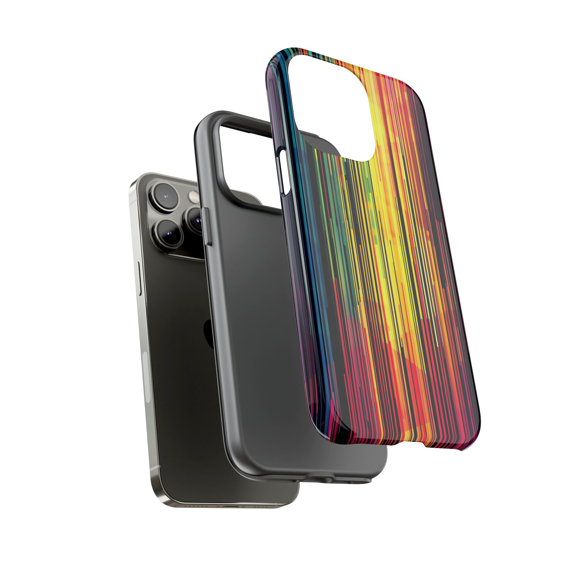 Rainbow Barcode Pattern Phone Case for iPhone 15 14 13 12 11 X 8 Mini ...
