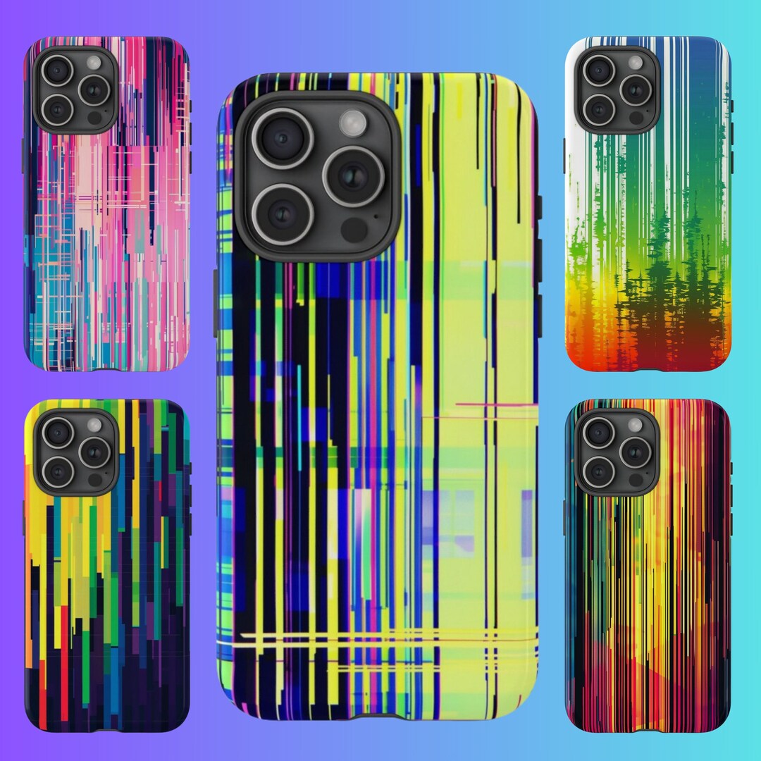 Rainbow Barcode Pattern Phone Case for iPhone 15 14 13 12 11 X 8 Mini ...