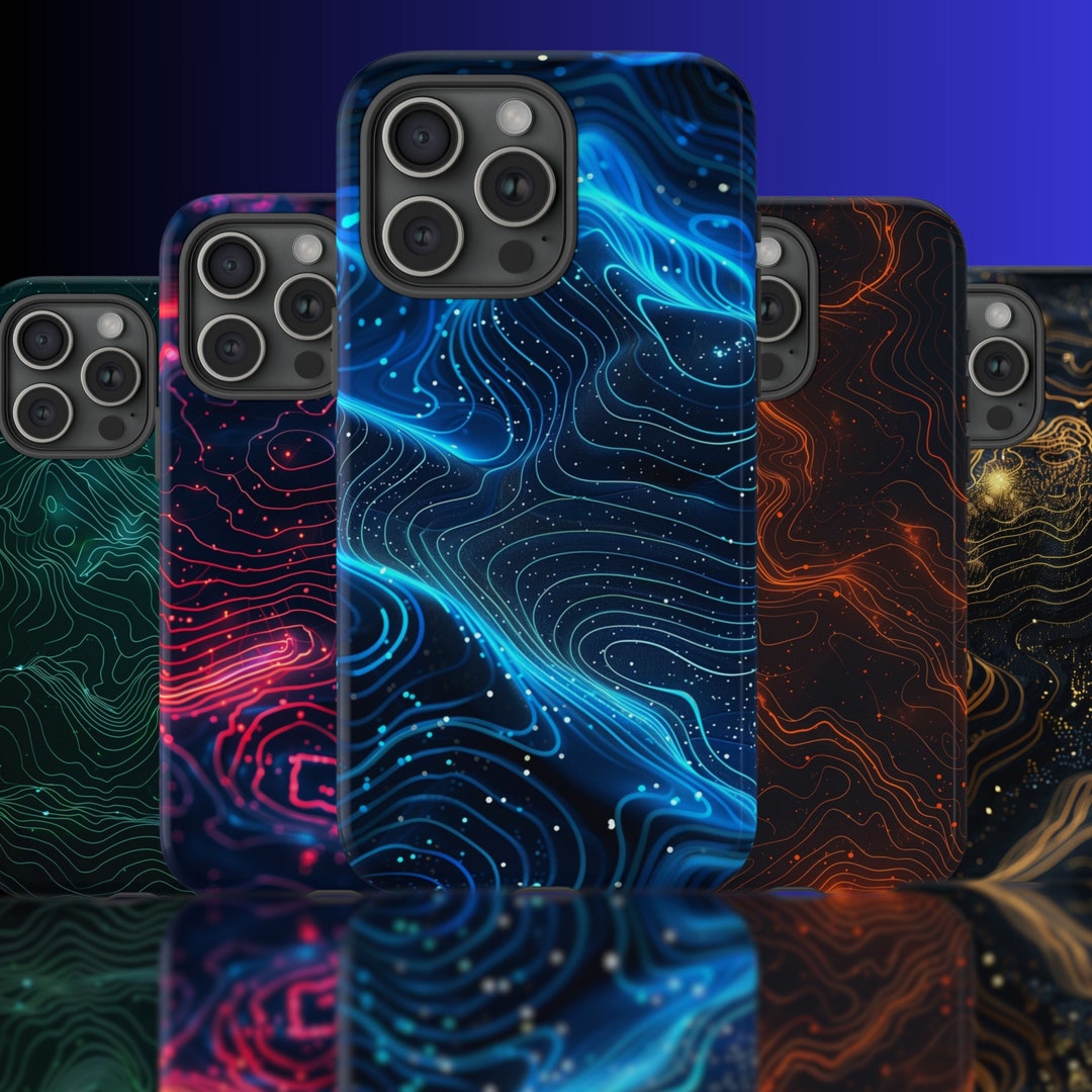 Bioluminescent Topography Phone Case for iPhone 15 14 13 12 11 SE X 8 ...