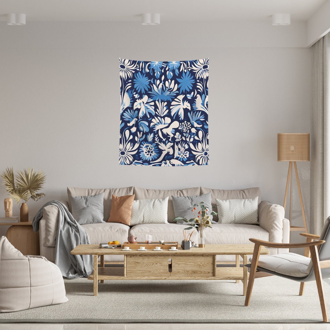 Otomi Wall Decoration With Otomi Design Impression Blue Otomi Printed ...