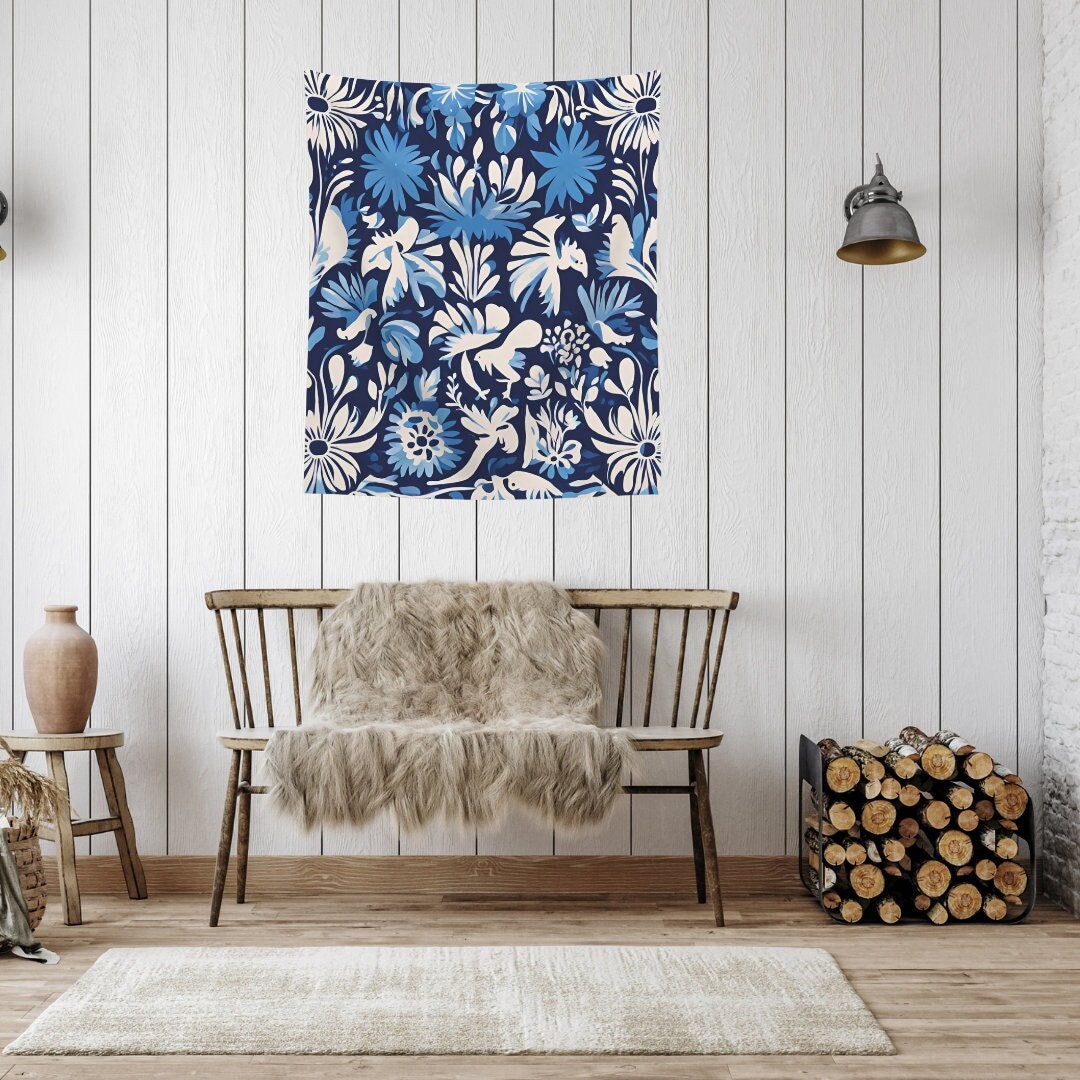 Otomi Wall Decoration With Otomi Design Impression Blue Otomi Printed ...