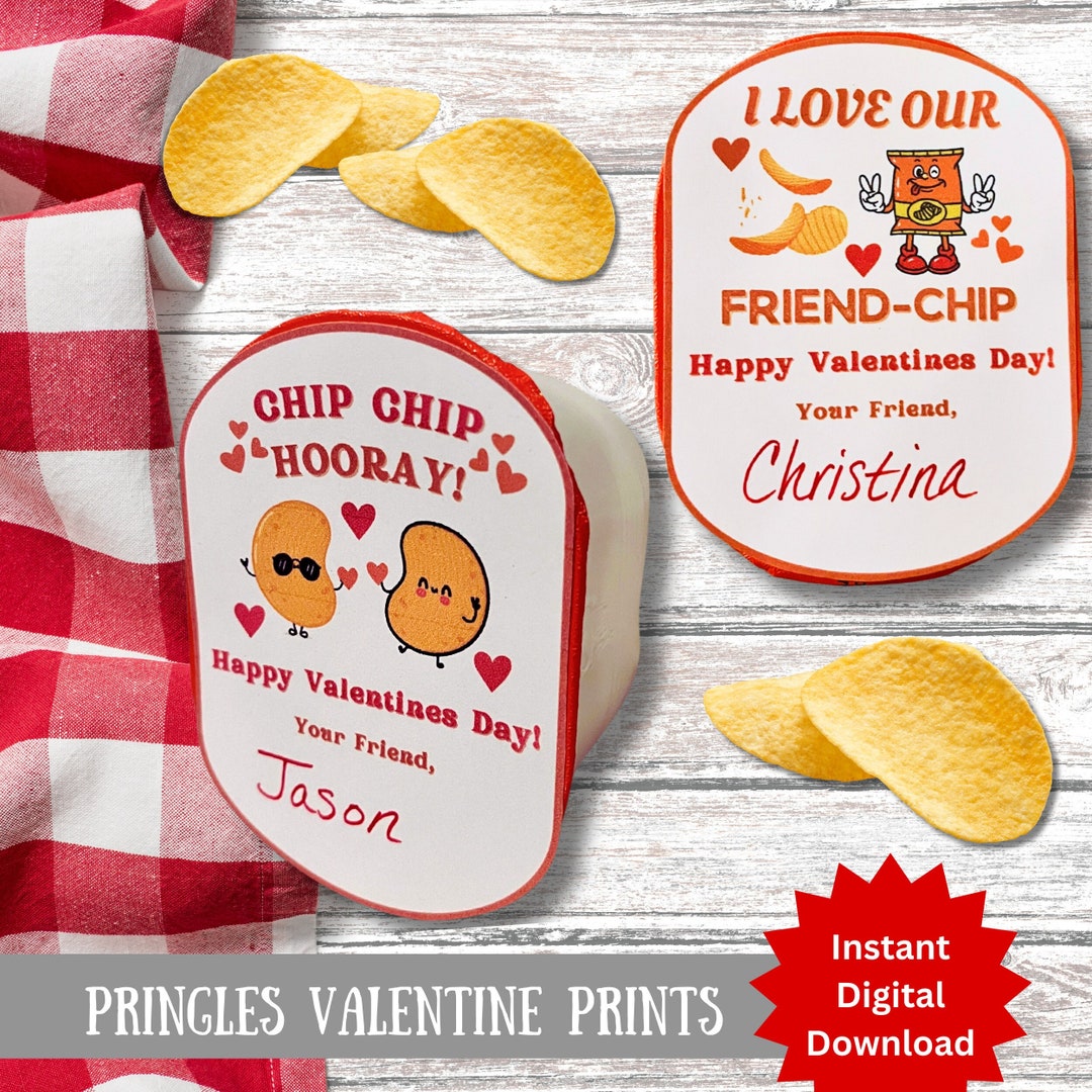 Kids Valentine Cards, Chip Chip Hooray, Friend-chip, Printable, Snack ...