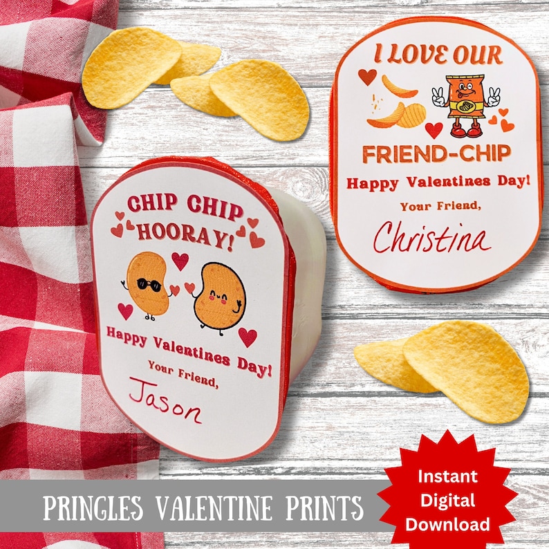 Kids Valentine Cards, Chip Chip Hooray, Friend-chip, Printable, Snack ...