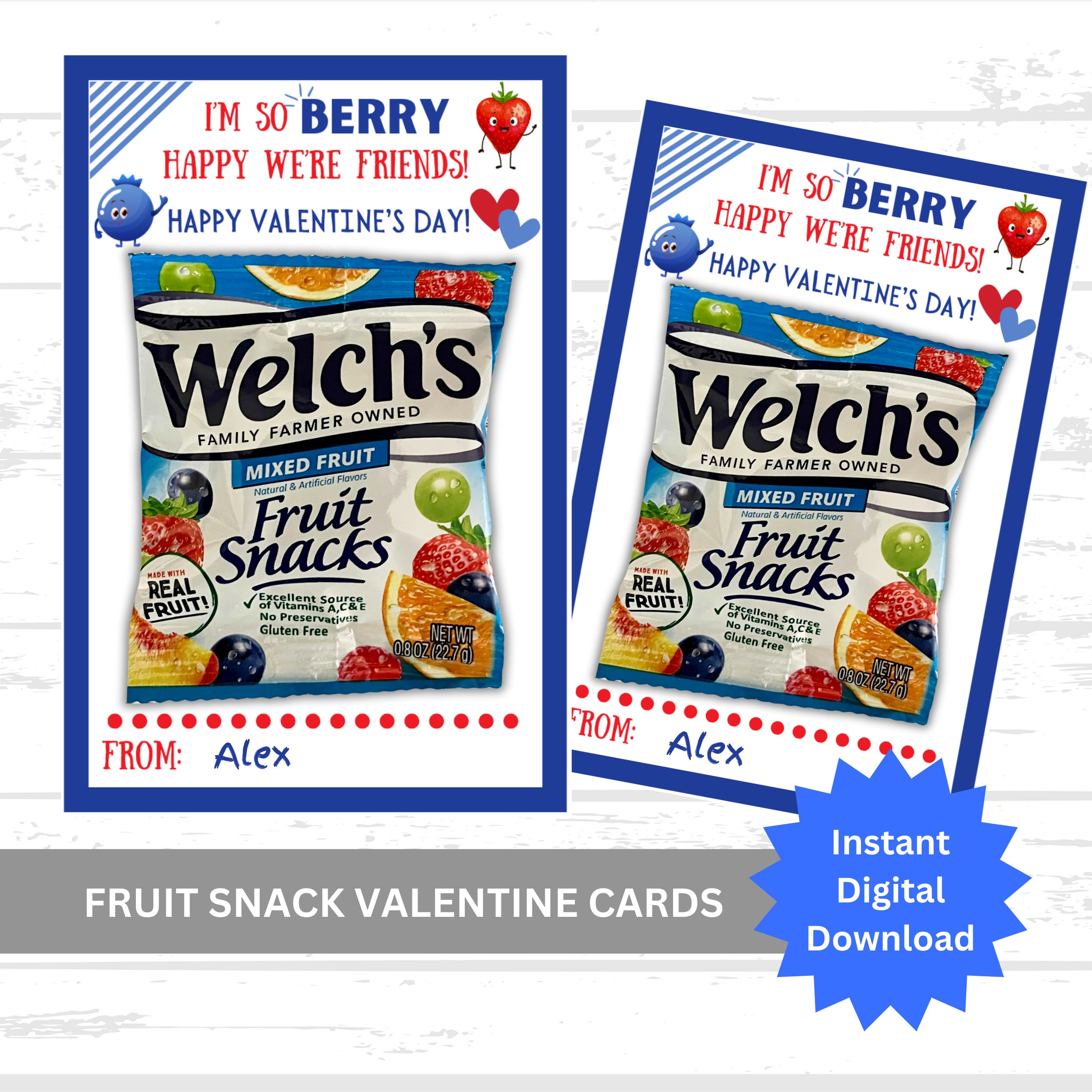 Valentines Day Fruit Snack Card Printable, Kids Valentines Day Card ...