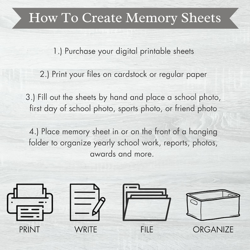 Kids School Printable Memory Pages, Digital File-instant Download ...