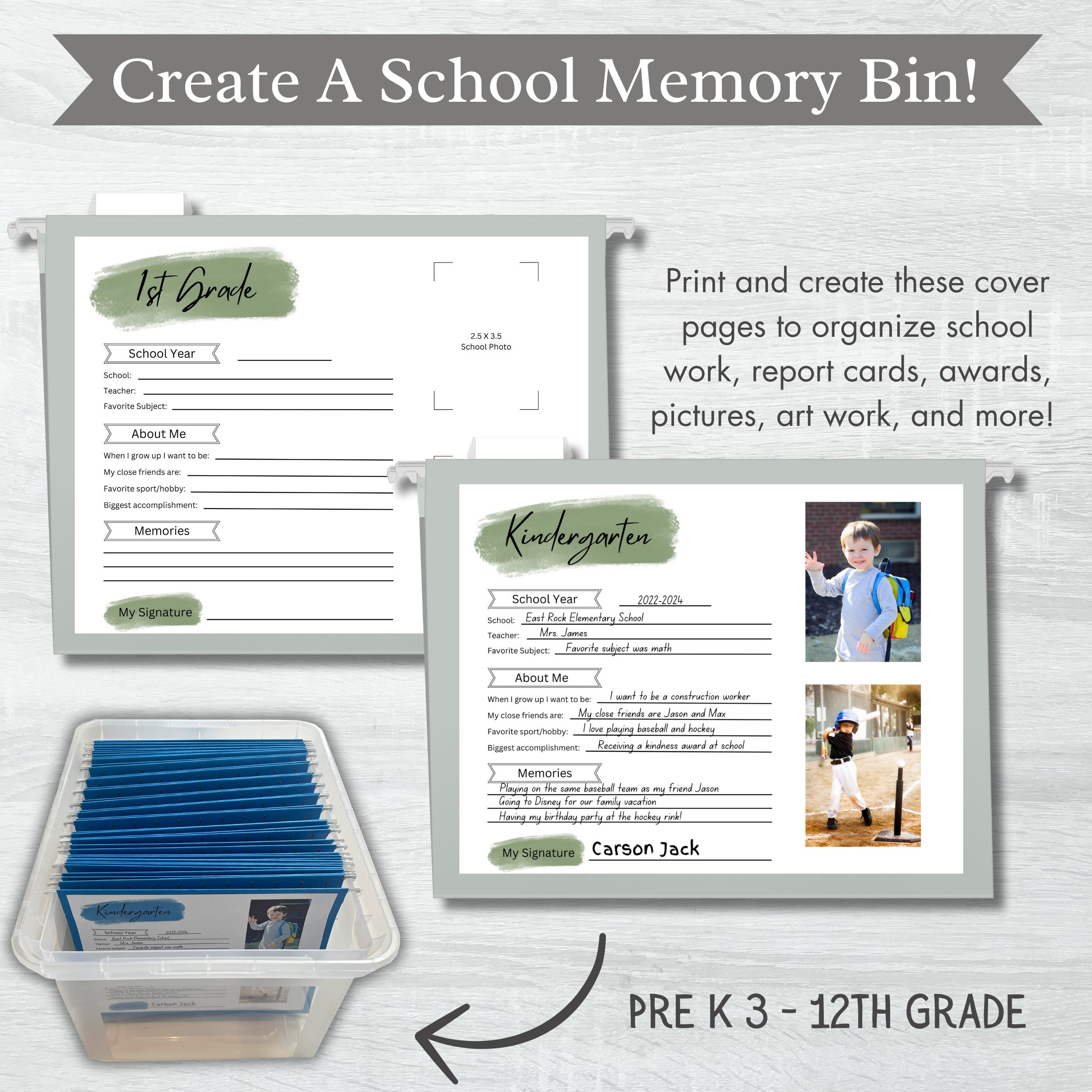 Kids School Printable Memory Pages, Digital File-instant Download ...